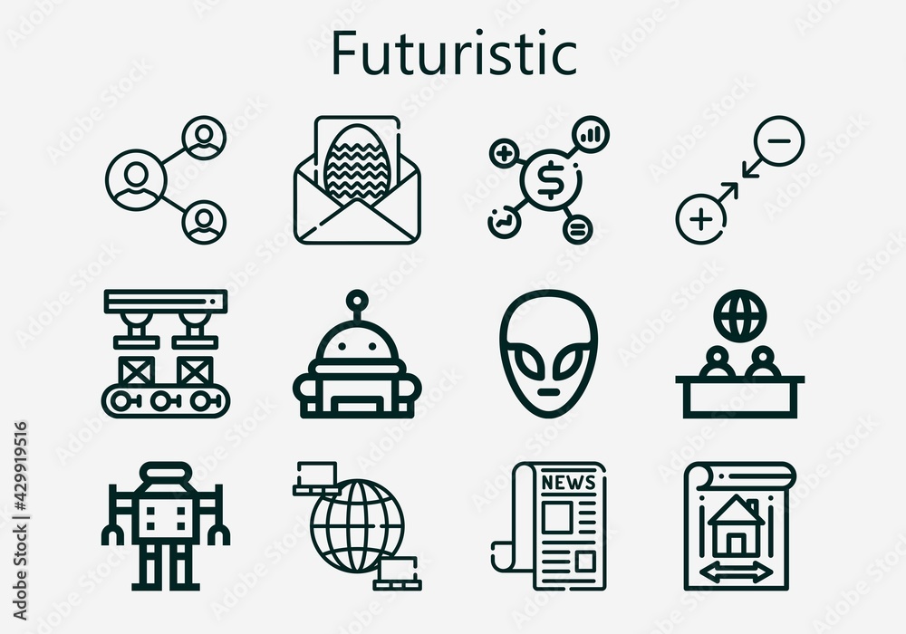 Premium set of futuristic [S] icons. Simple futuristic icon pack ...