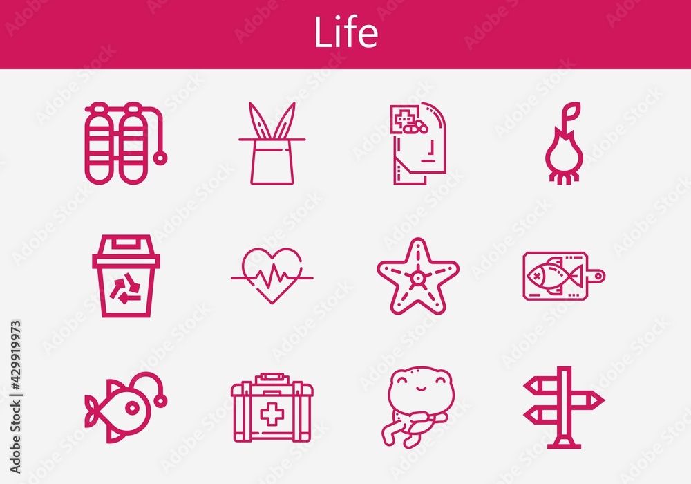Premium set of life line icons. Simple life icon pack. Stroke vector ...