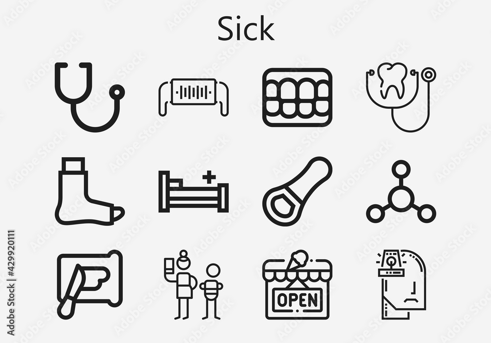 Premium set of sick [S] icons. Simple sick icon pack. Stroke vector ...