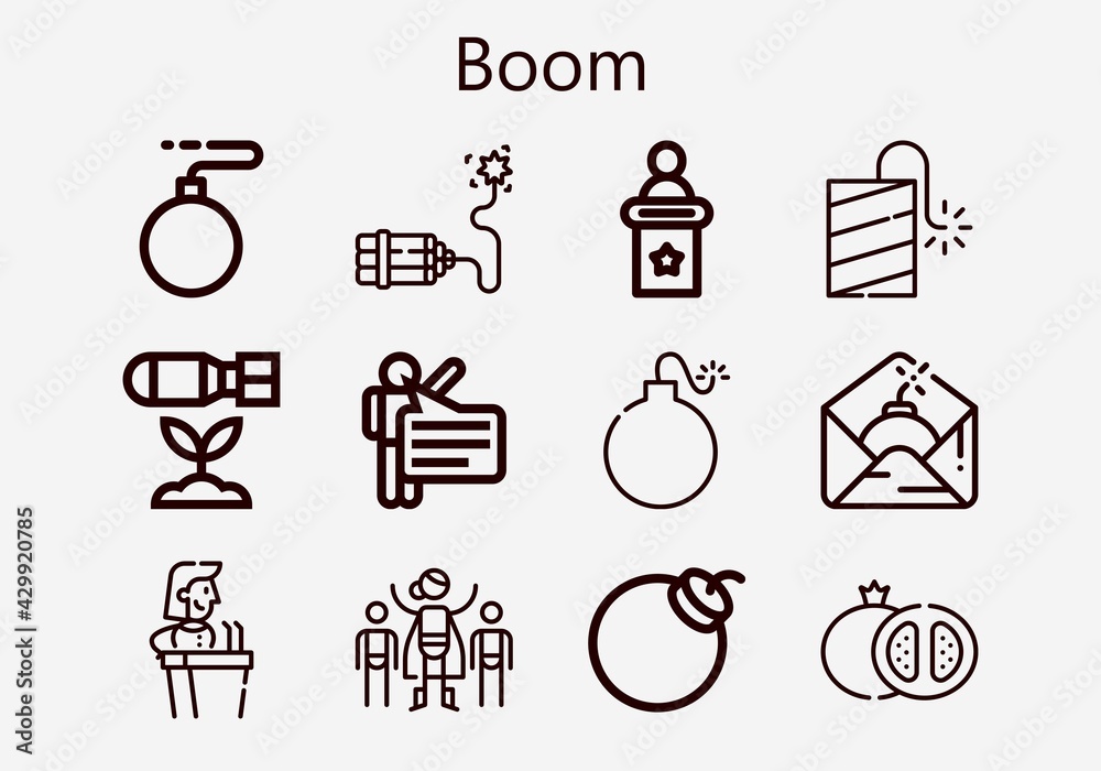 Premium set of boom [S] icons. Simple boom icon pack. Stroke vector ...