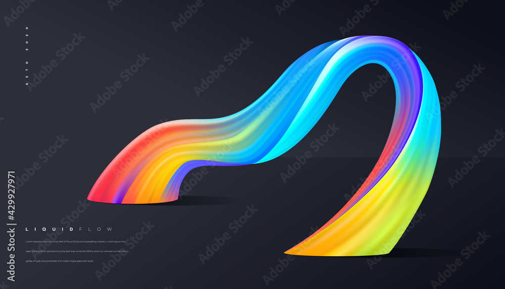Colorful liquid wave background, Dynamic 3d color flow vector element ...