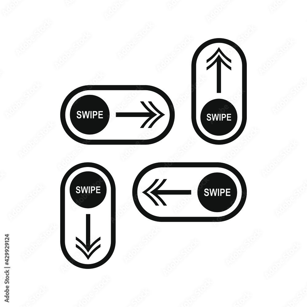 Collection of swipe up,down,left and right, arrow buttons. Text swipe up,down,left and right ...