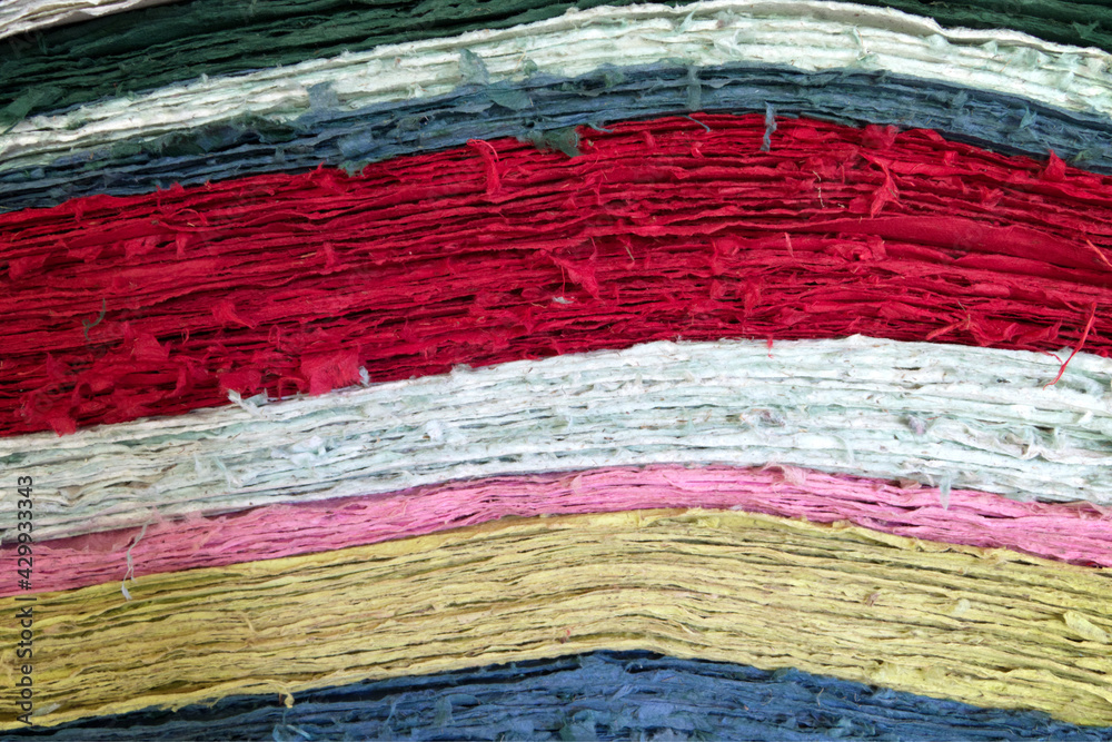 Elephant poo paper's layers background. Colorful handmade elephant poo ...