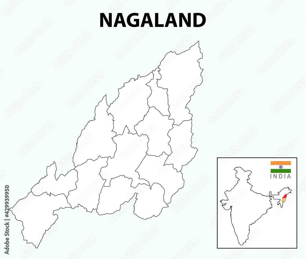 Fototapeta mapa świata dla dzieci Nagaland map. District map of ...