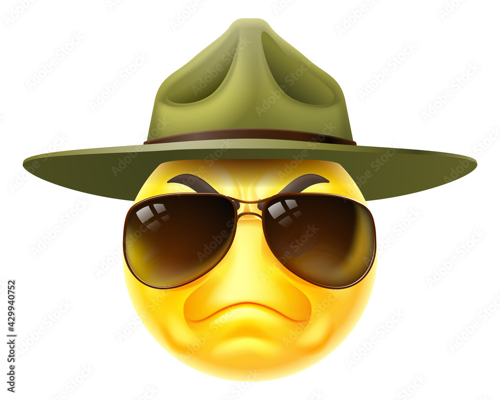 Póster Angry Drill Sergeant Emoticon Cartoon Face – Cuadro para Pared ...