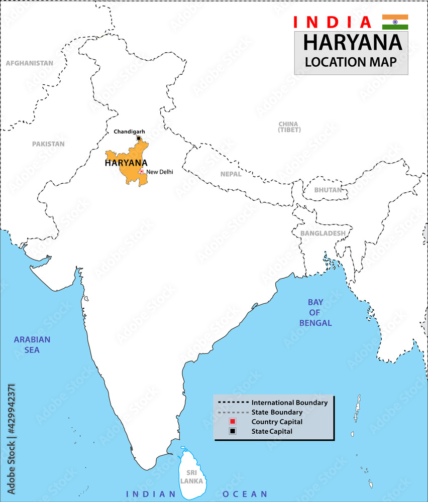 Location map of Haryana. Haryana map with neighboring countries and ...