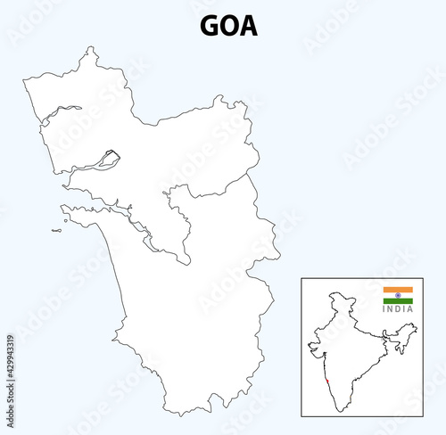 Goa map. District map of Goa in 2020. Outline map of Goa with district ...