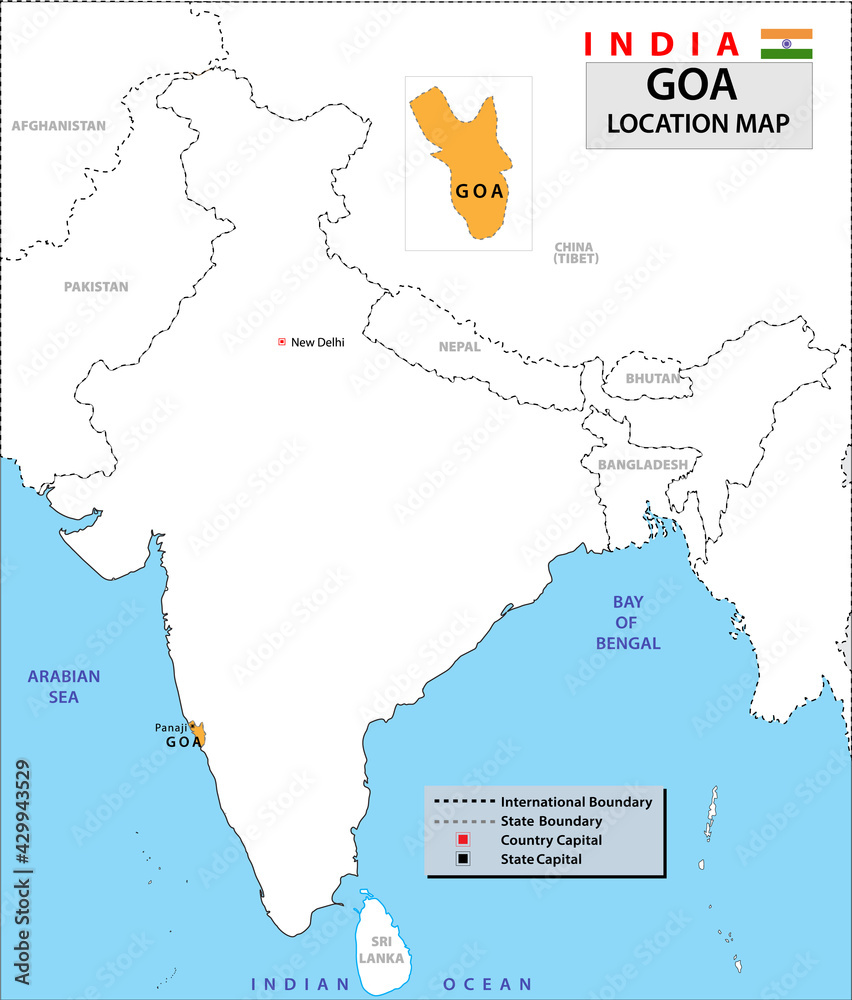Location map of Goa. Goa map with neighboring countries and borders ...