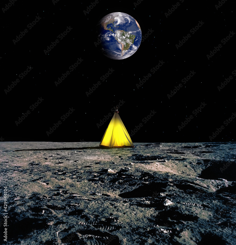 Vacation on the Moon. Space tourism concept. Elements of this image ...