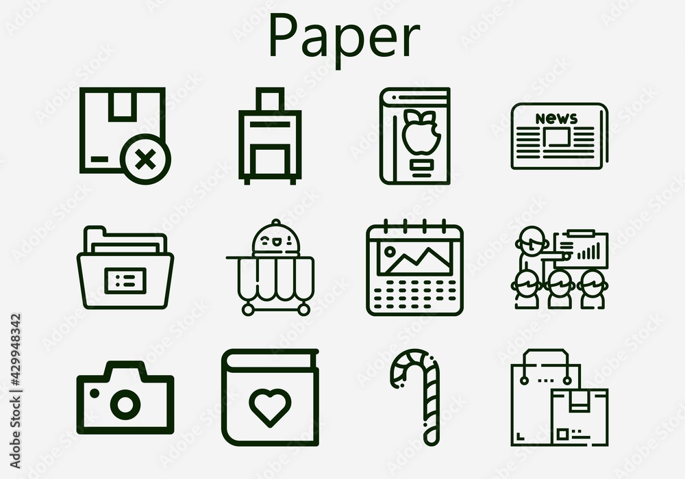 Premium set of paper [S] icons. Simple paper icon pack. Stroke vector ...
