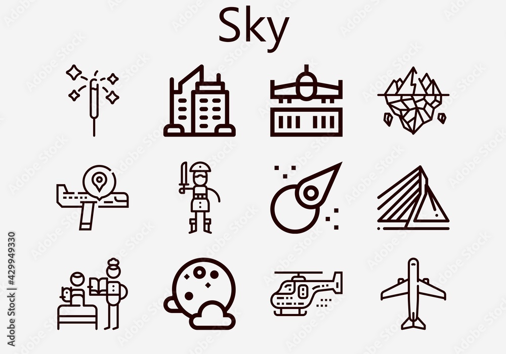 Premium set of sky [S] icons. Simple sky icon pack. Stroke vector ...