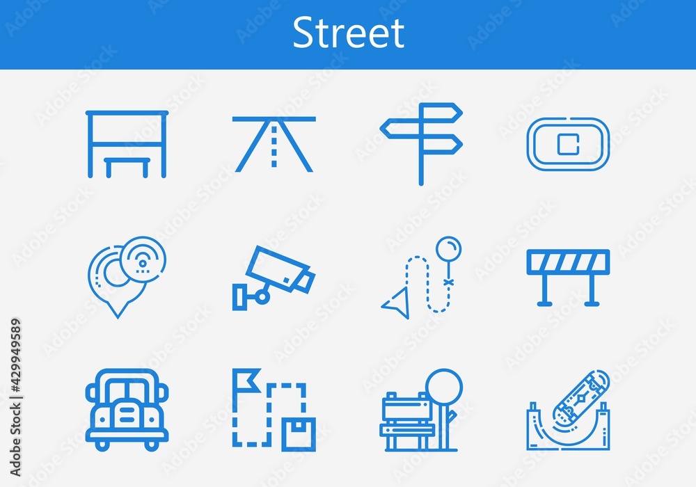 Premium set of street line icons. Simple street icon pack. Stroke ...