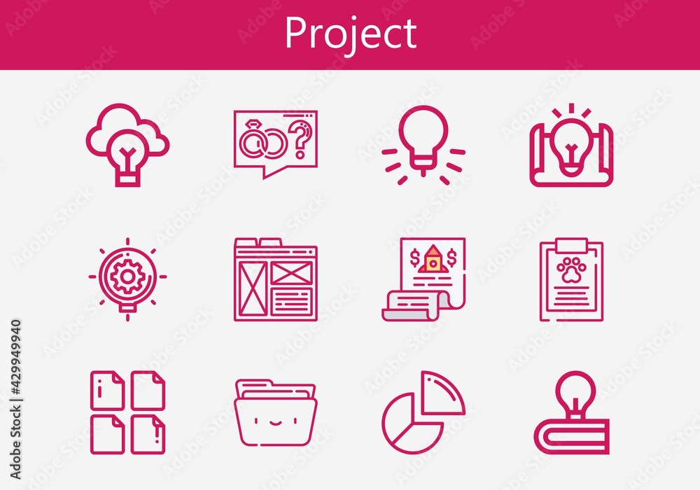 Premium set of project line icons. Simple project icon pack. Stroke ...