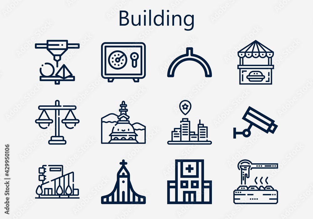 Premium set of building [S] icons. Simple building icon pack. Stroke ...