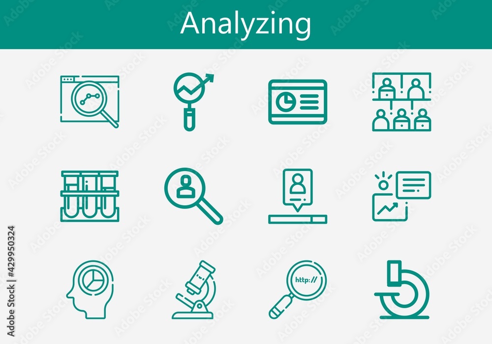 Premium set of analyzing line icons. Simple analyzing icon pack. Stroke ...