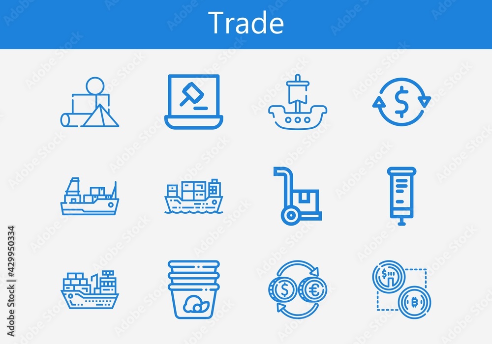 Premium set of trade line icons. Simple trade icon pack. Stroke vector ...