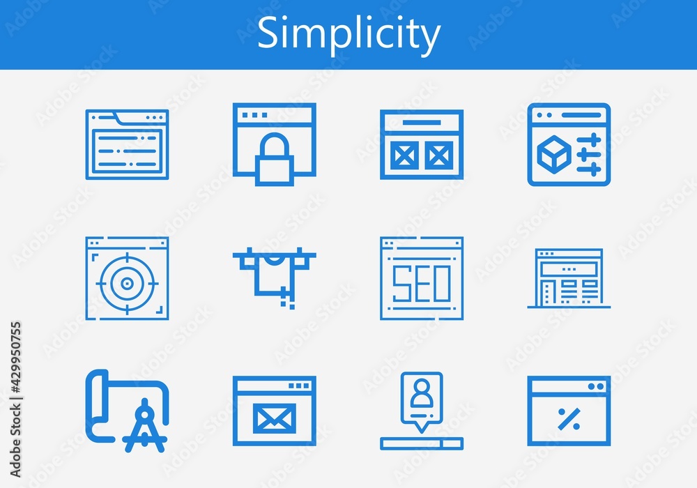 Premium set of simplicity line icons. Simple simplicity icon pack ...