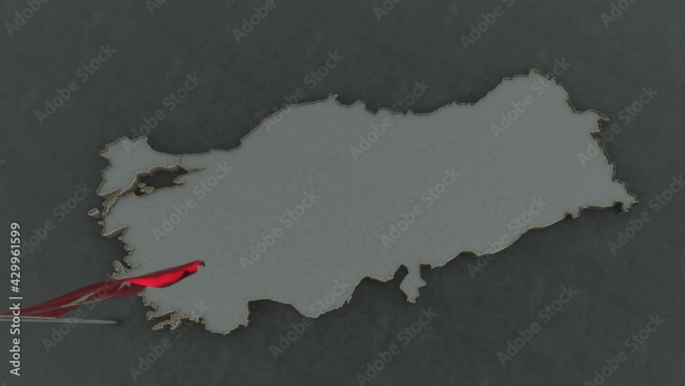 3D animation of the map of turkey Stock Video | Adobe Stock