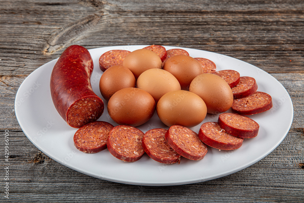 Turkish sausage (Turkish name; Turkish sucuk). Turkish sausage kangal ...