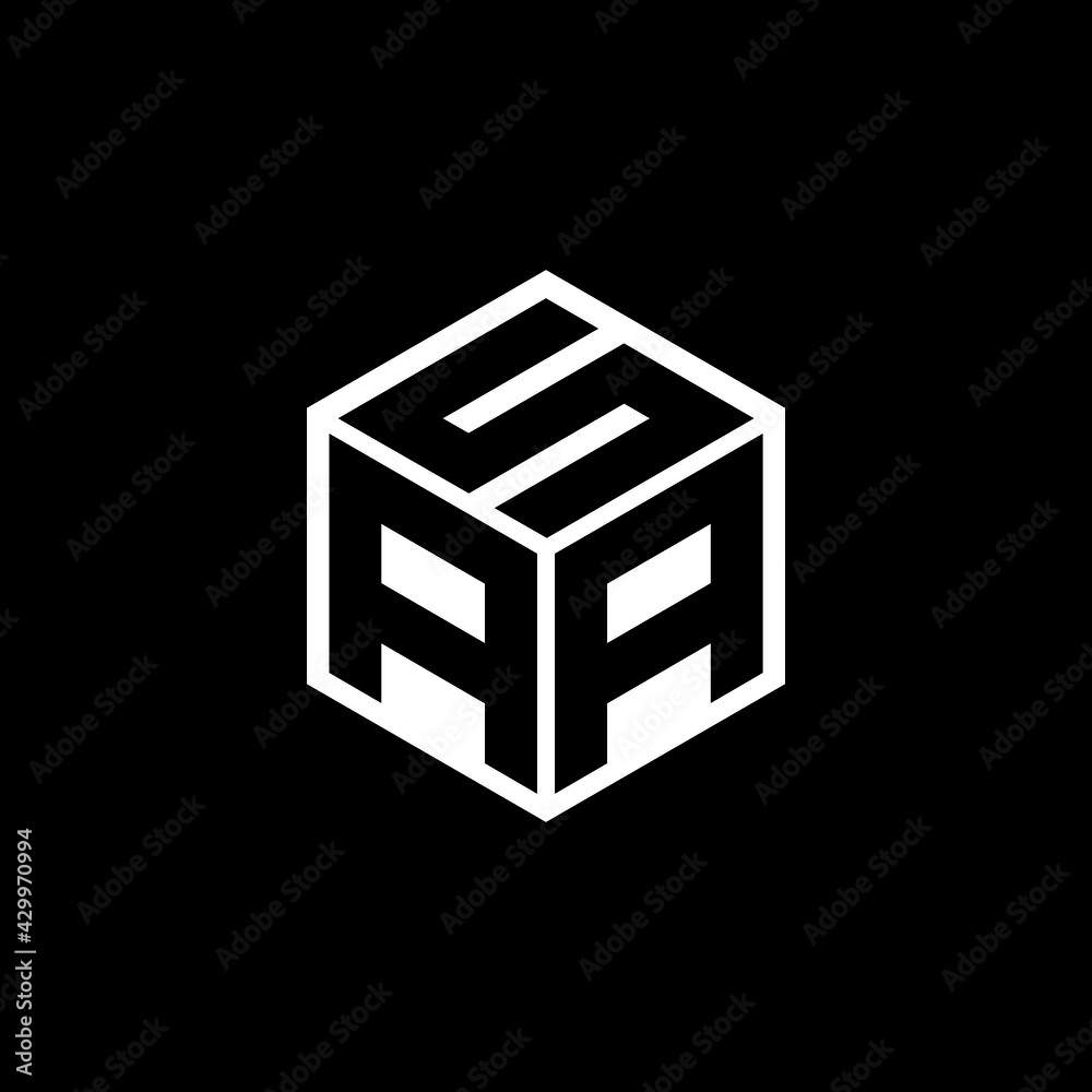 AAS letter logo design with black background in illustrator, cube logo ...