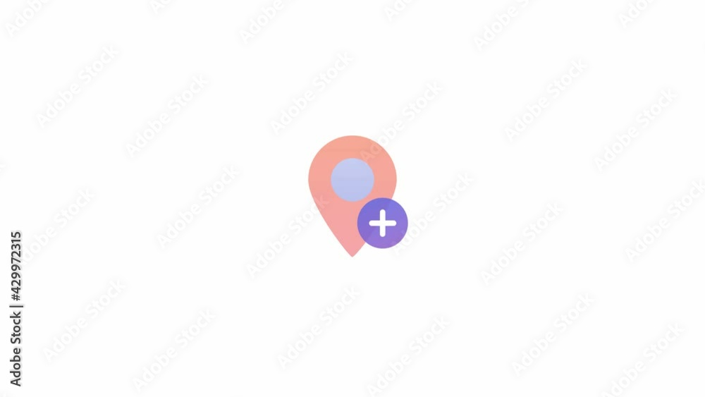 Cool minimalistic animated flat navigation marker with plus icon ...