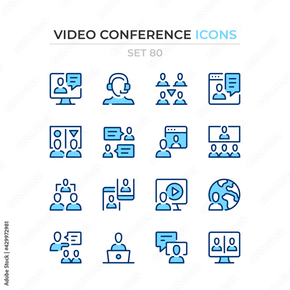 Video conference icons. Vector line icons set. Premium quality. Simple ...