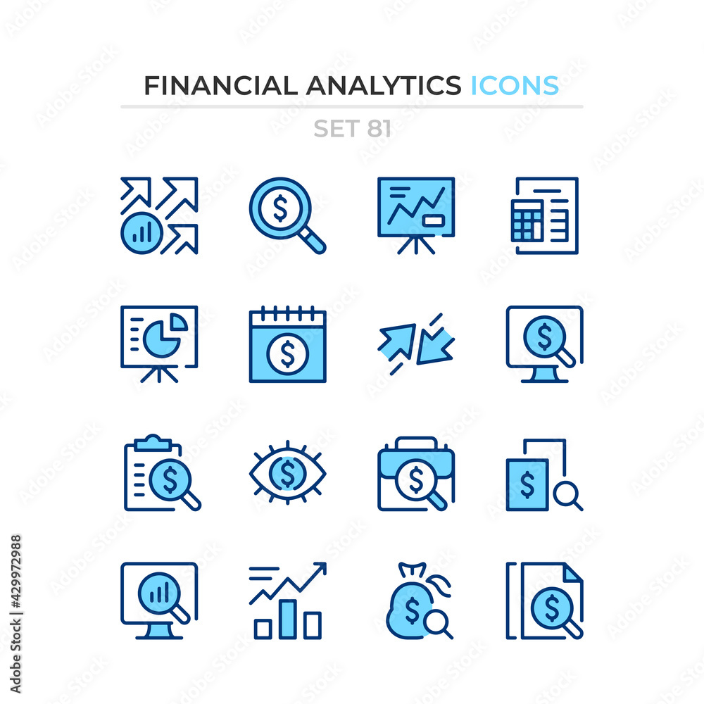 Financial analytics icons. Vector line icons set. Premium quality ...