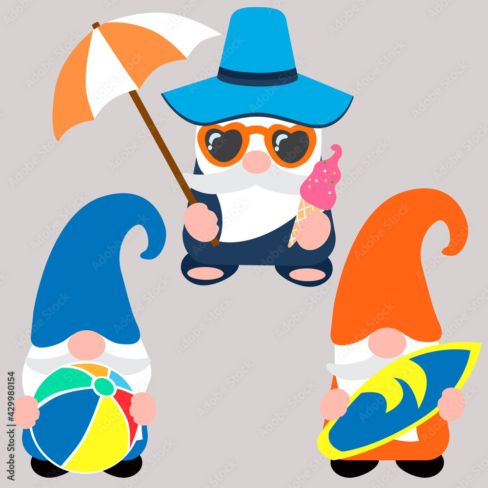 Set of Cute summer gnomes, vector illustration art. Stock Vector ...