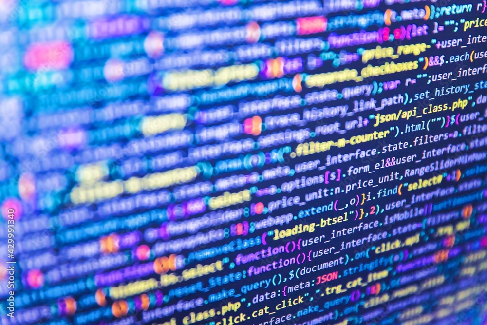 Script on computer with source code. Big data concepts working in ...