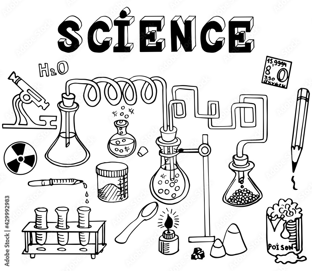Hand drawn Science Sketch education school vector illustration. Doodle ...