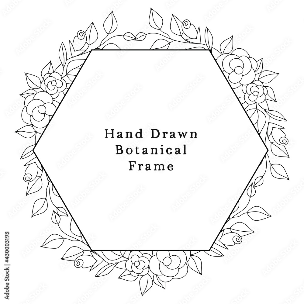 Floral frame vector hexagon frame illustration Stock Vector | Adobe Stock