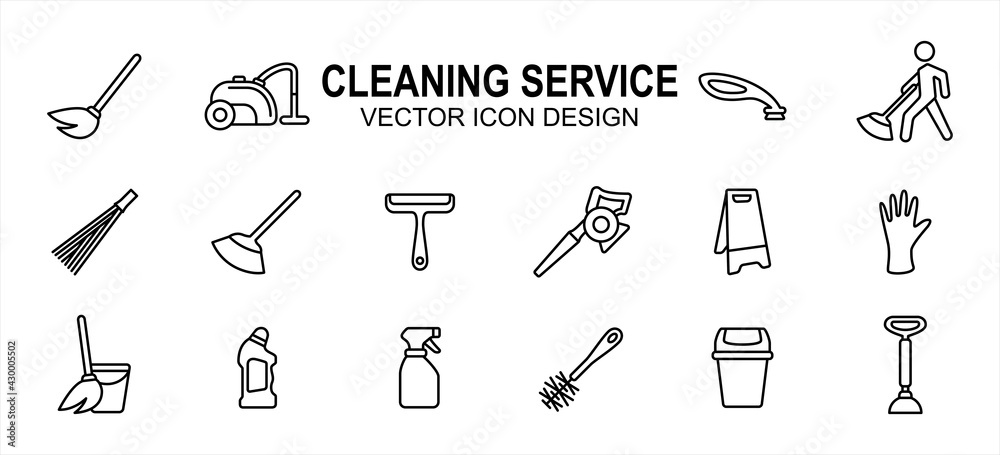 Simple Set of cleaning and maintenance service Related Vector icon user ...