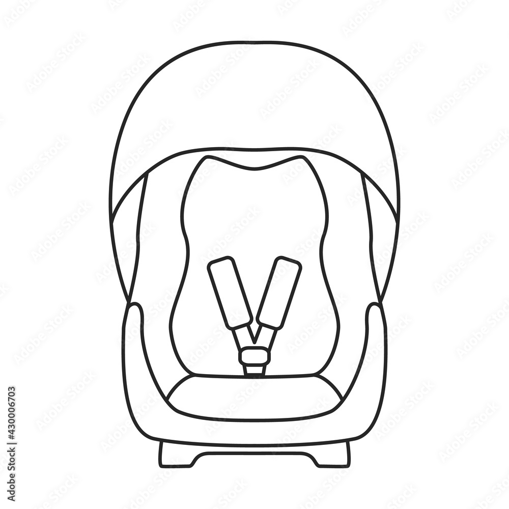 Car child seats vector outline icon. Vector illustration on baby seat ...