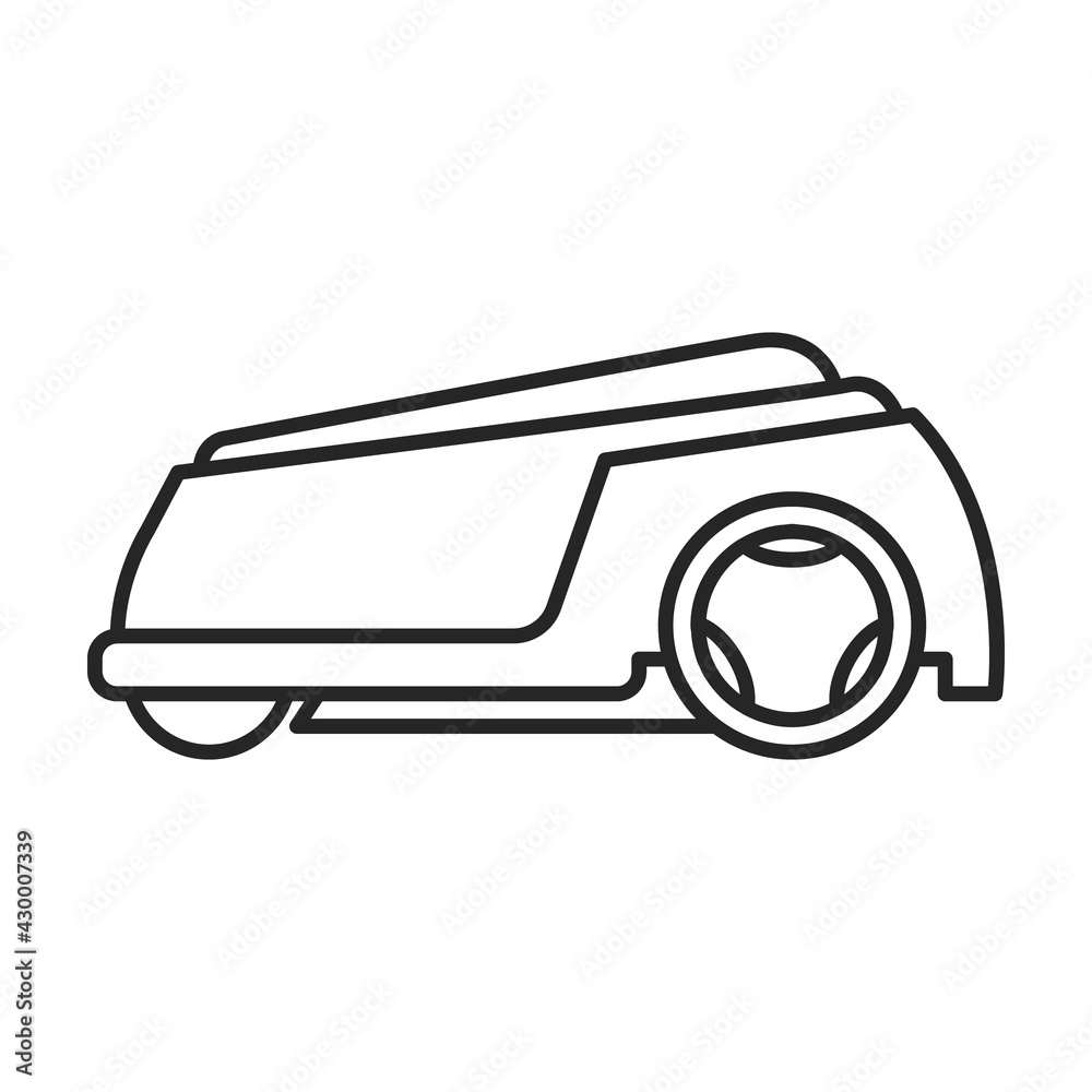 Lawn mower vector outline icon. Vector illustration lawnmower on white ...