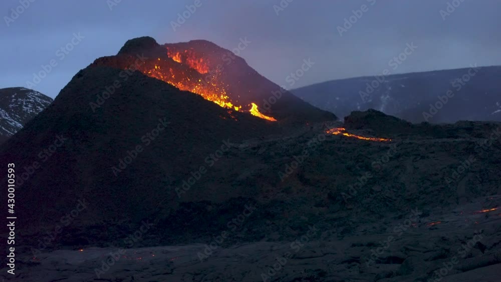 GELDINGADALUR, ICELAND. Erupting Fagradalsfjall volcano, 52 km from ...