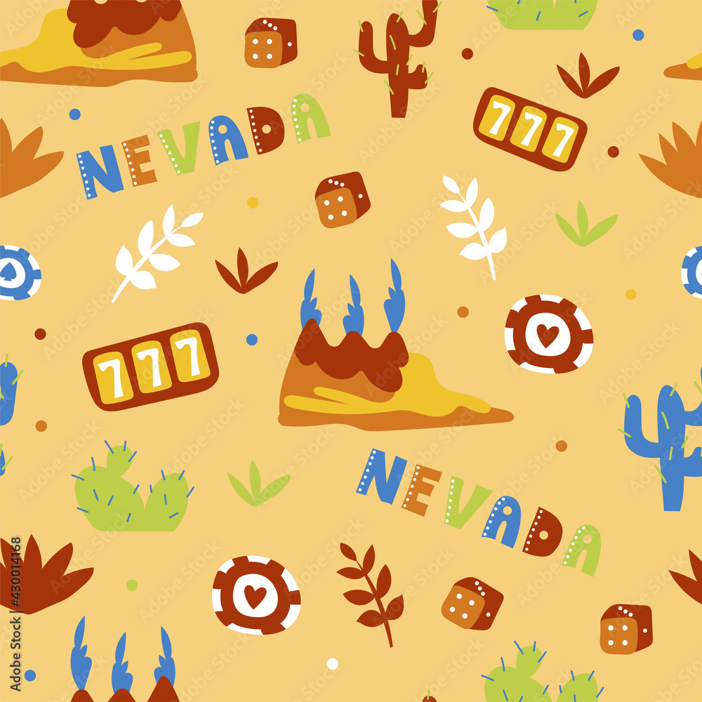USA collection. Vector illustration of Nevada theme. State Symbols ...