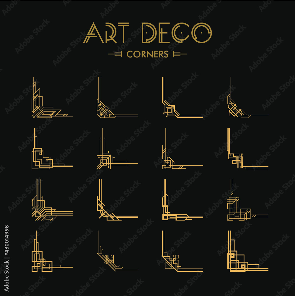 Set of Art deco corners for borders and frames. Creative template in ...