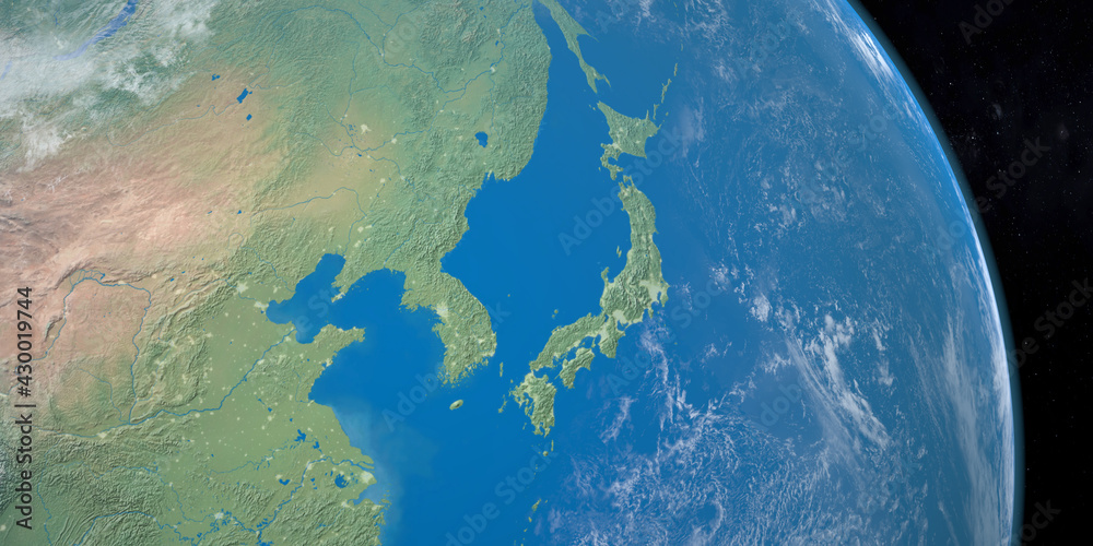 Sea of Japan in planet earth from outer space Stock Photo | Adobe Stock