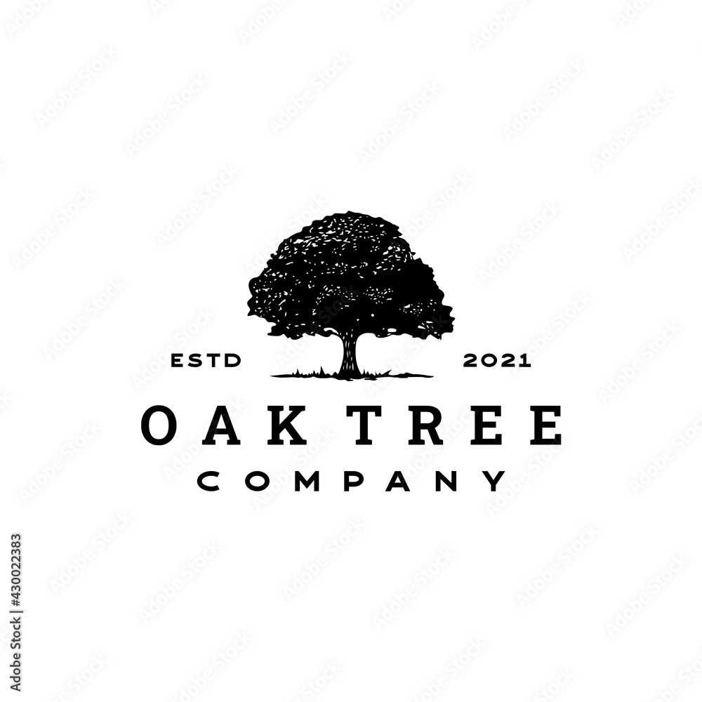 Vintage Retro Oak, Banyan, Maple Tree Service Logo Design Stock Vector ...