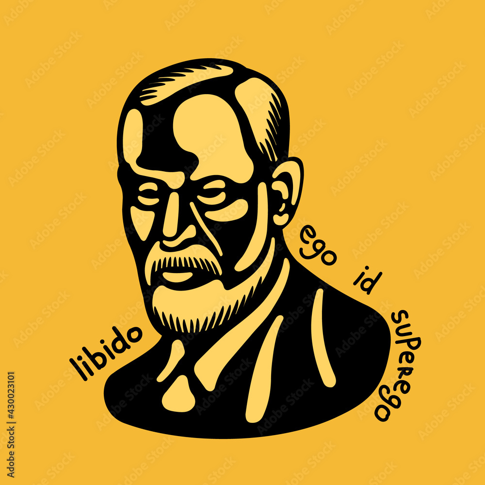 Sigmund Freud - the father of psychoanalysis, portrait painter. Stencil ...