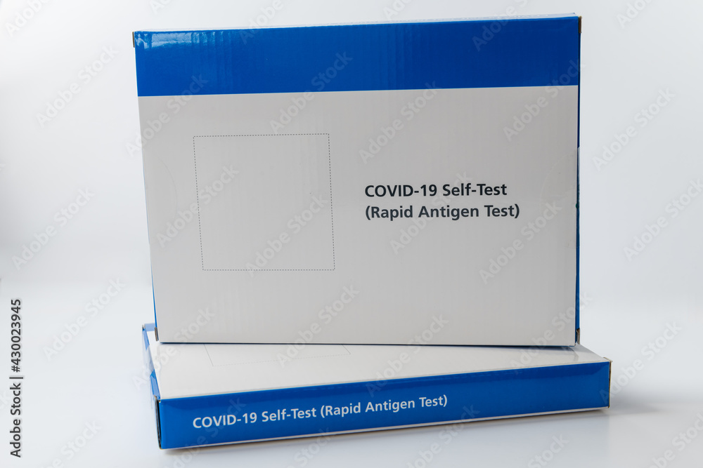 Covid-19 Rapid Antigen Test kit for self home test. Stock Photo | Adobe ...