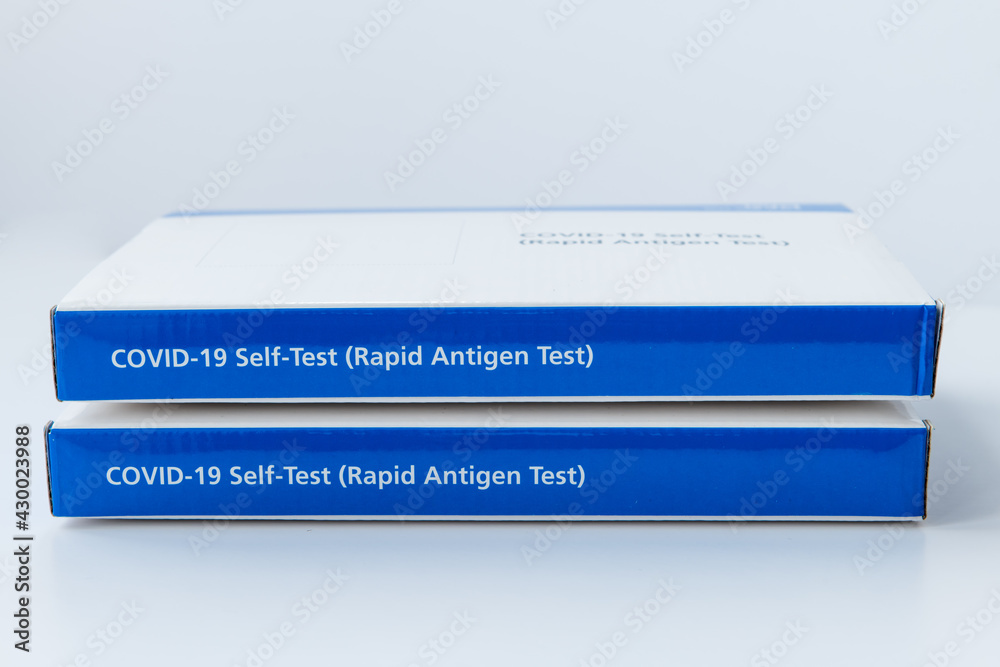 Covid-19 Rapid Antigen Test kit for self home test. Stock Photo | Adobe ...