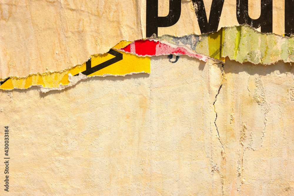 Old ripped torn posters grunge texture background creased crumpled ...