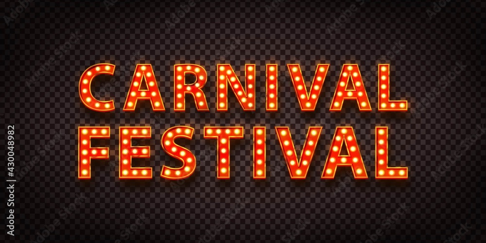 Vector realistic isolated red marquee text of Carnival Festival logo ...