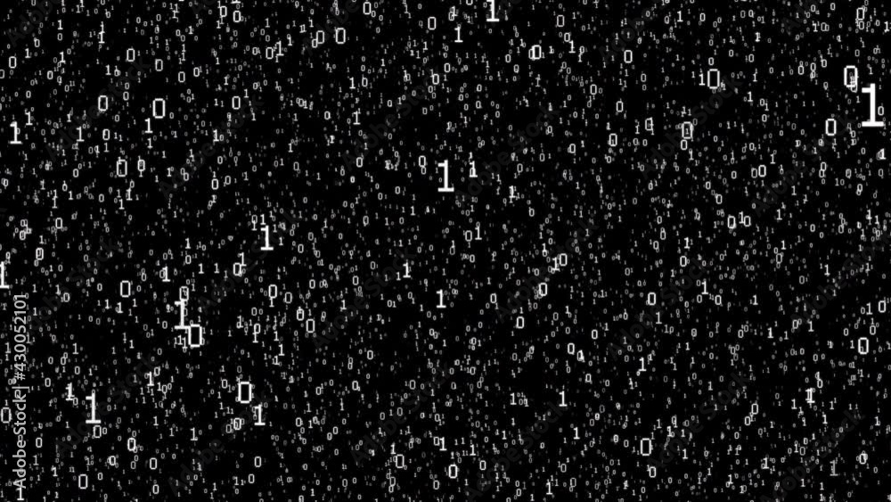 Digital Technology Binary Code Flying On Isolated Black Background Particle Of Big Data