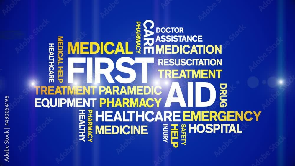 First Aid Animated Tag Word Cloud;Text Design Animation typography ...