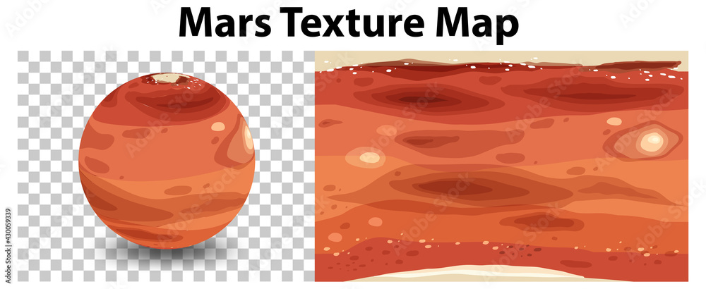 Mars planet on transparent with Mars texture map Stock Vector | Adobe Stock