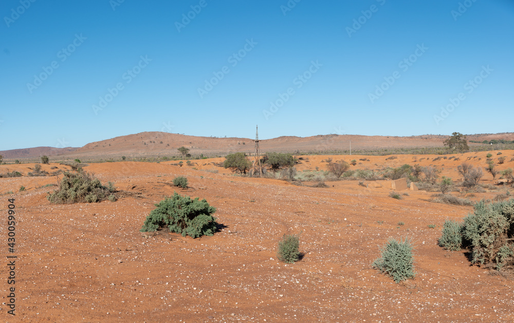 Australian rural landscape in a remote area of rural Outback. Dry harsh ...