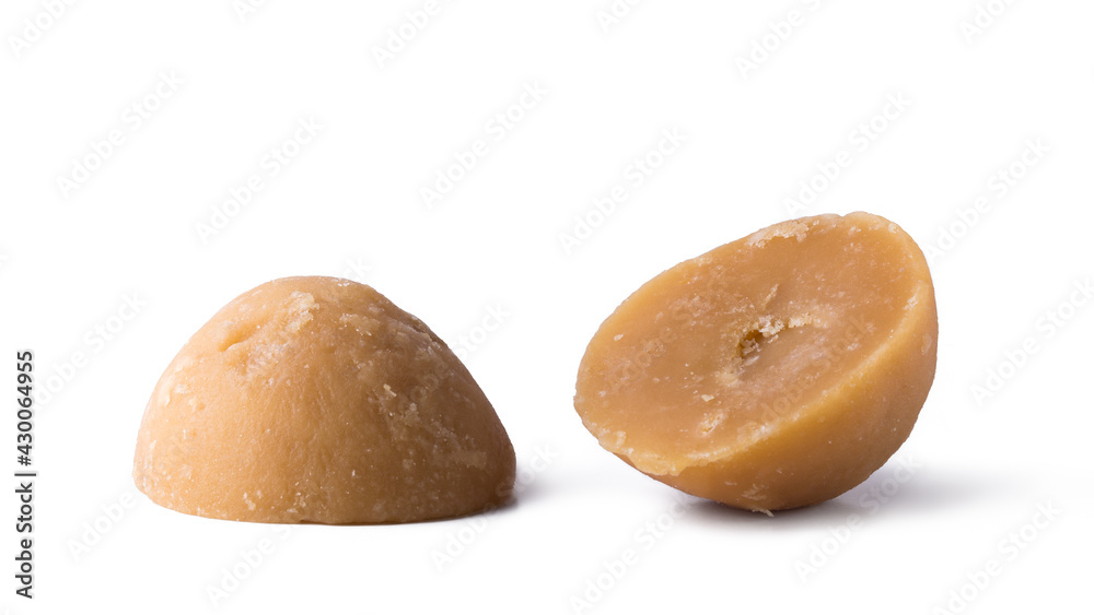 jaggery, golden brown color, cup shaped unrefined sugar product also ...
