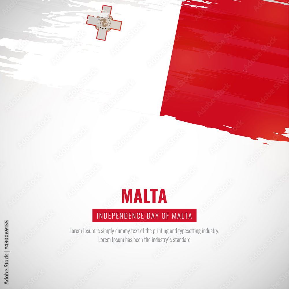 Happy independence day of Malta with brush style watercolor country ...